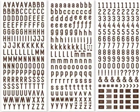 Brown Sans Serif ABC/123 Letter Stickers - The Scraptivist